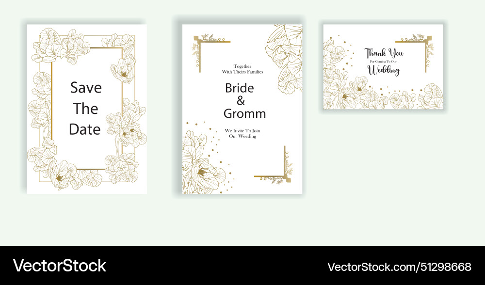 Golden greenery wedding invitation template Vector Image
