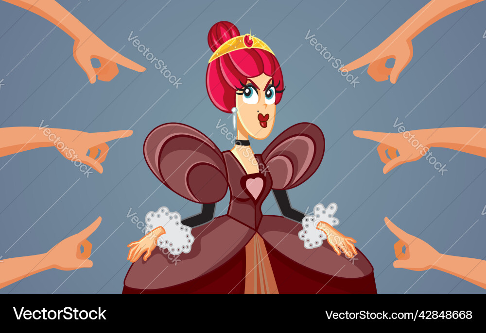 People blaming the evil queen cartoon Royalty Free Vector