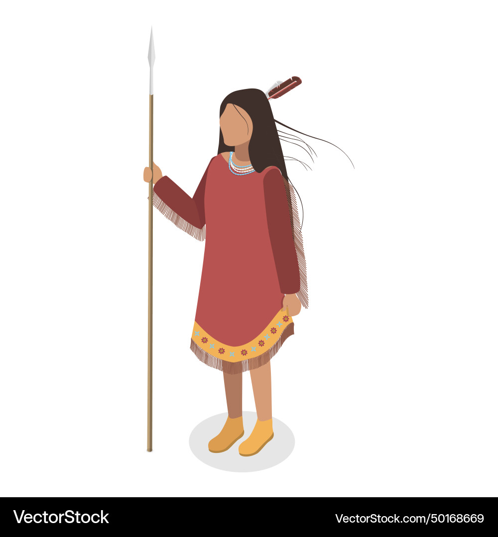 3d isometric flat set of indigenous people Vector Image