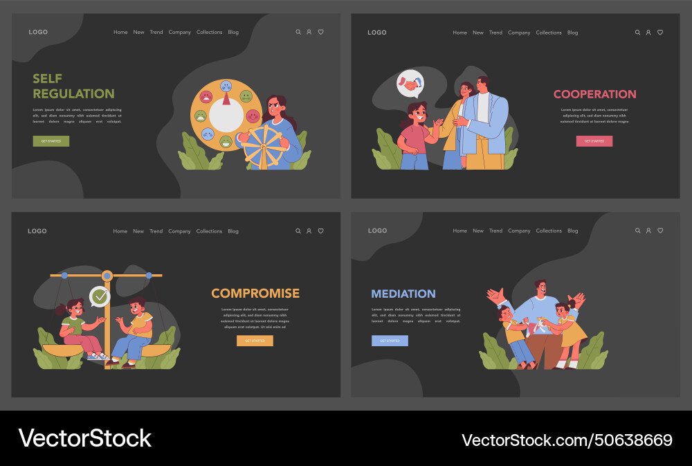 Conflict resolution set flat Royalty Free Vector Image