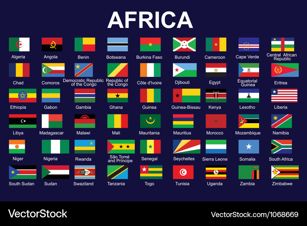 Flaggen von Afrika Lizenzfreies Vektorbild - VectorStock