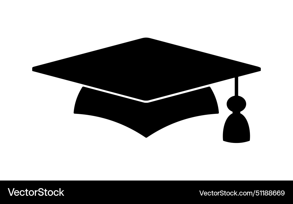 Graduation hat logo graduate cap flat sign Vector Image