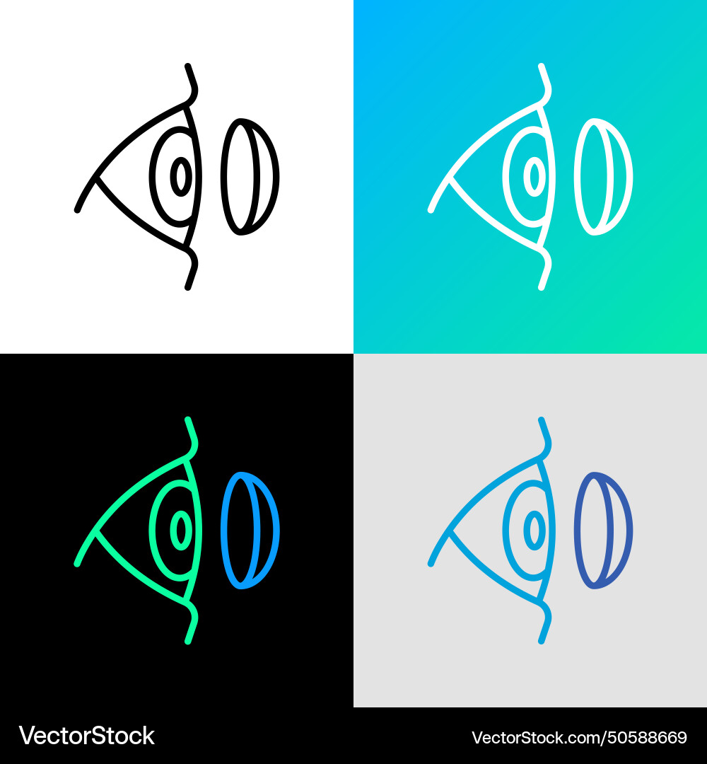 Inserting contact lens in eye thin line icon Vector Image