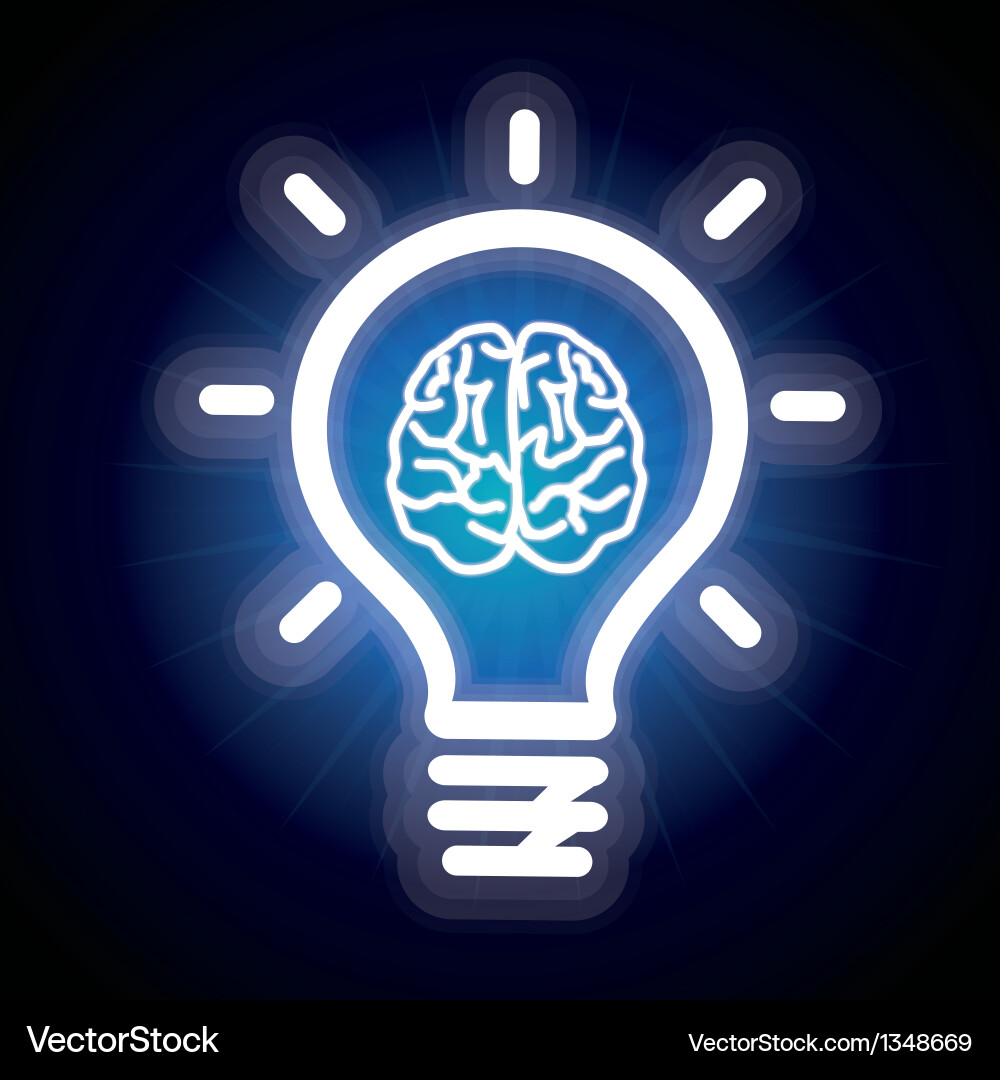 Light bulb and brain icon Royalty Free Vector Image