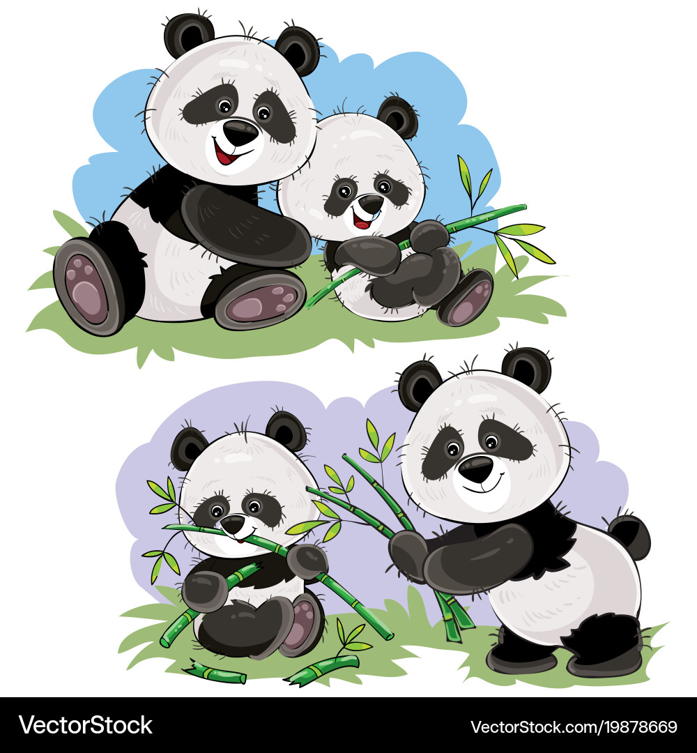 Panda bear characters cartoon Royalty Free Vector Image