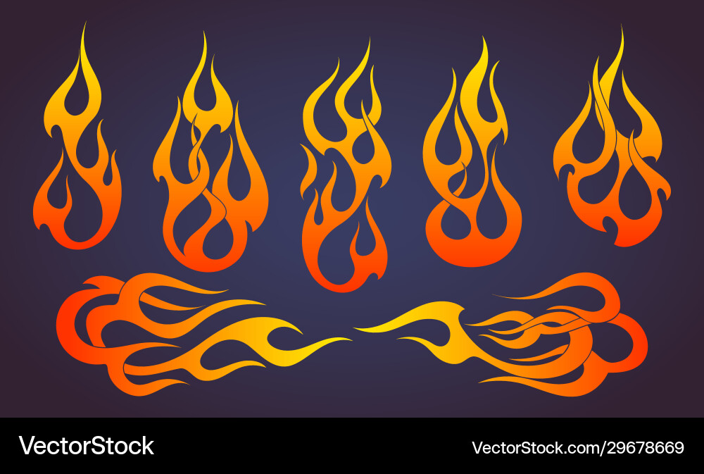 Vintage Red Flame Elements Royalty Free Vector Image