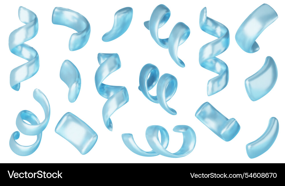 3d confetti background blue festive icons Vector Image