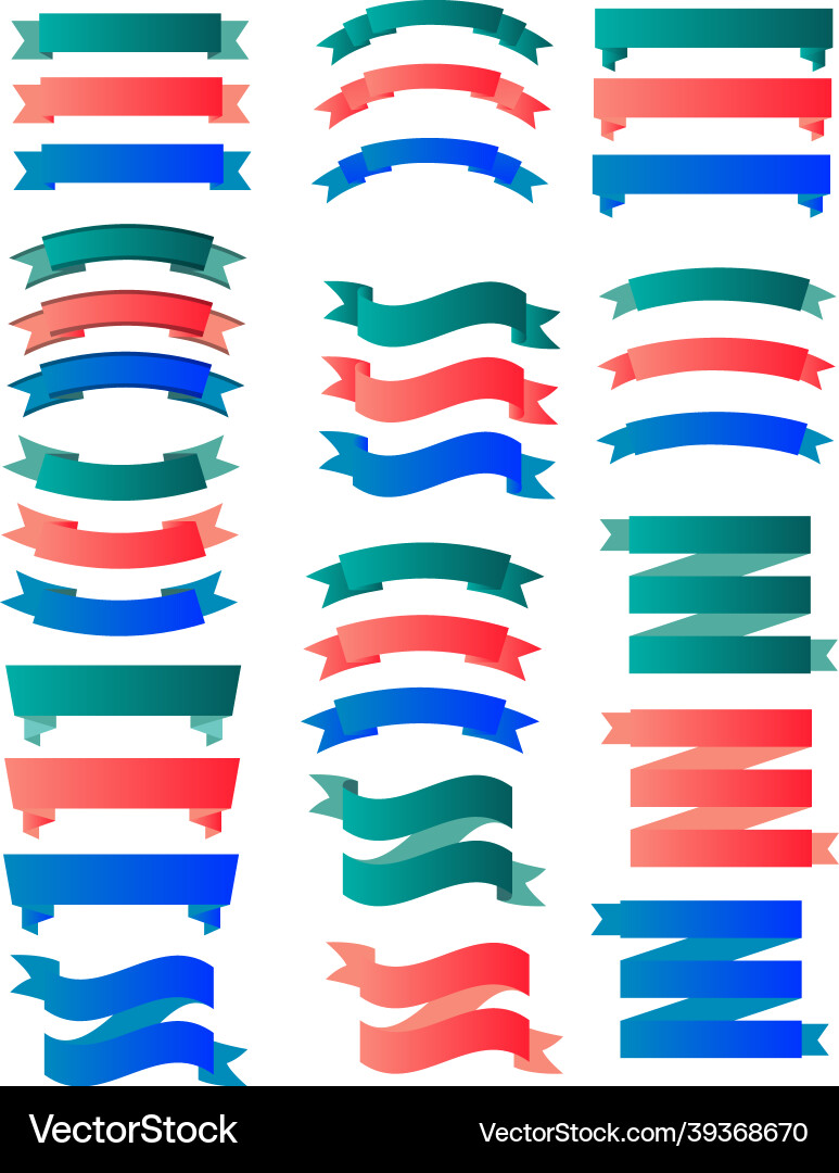 Flat ribbon banner tags labels old graphic Vector Image