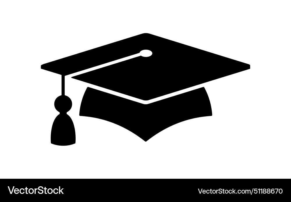 Graduation hat logo graduate cap flat sign Vector Image