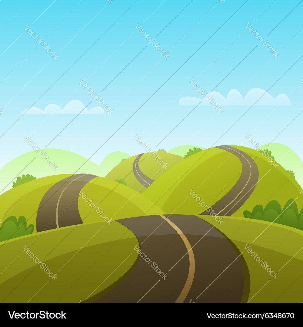 Hill road Royalty Free Vector Image - VectorStock