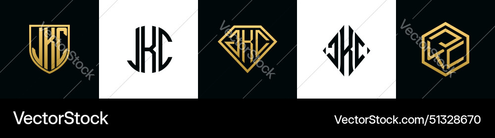 Initial letters jkc logo designs bundle Royalty Free Vector