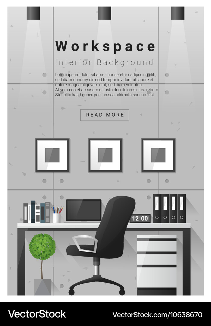 Modern Workspace Banner - Gray & White Vector Image