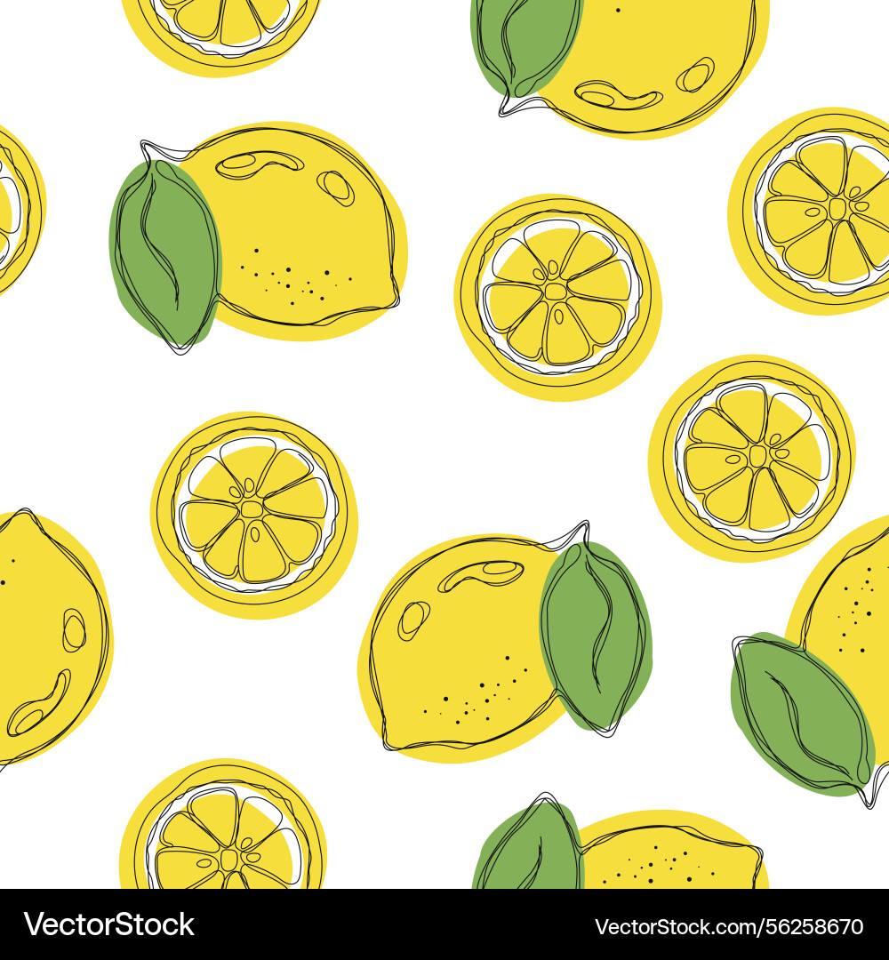 Pattern of lemons and lemon slices Royalty Free Vector Image