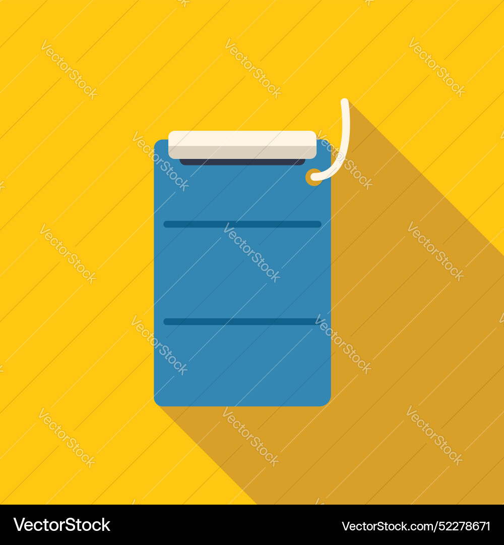 Blue tag hanging with string on yellow background Vector Image