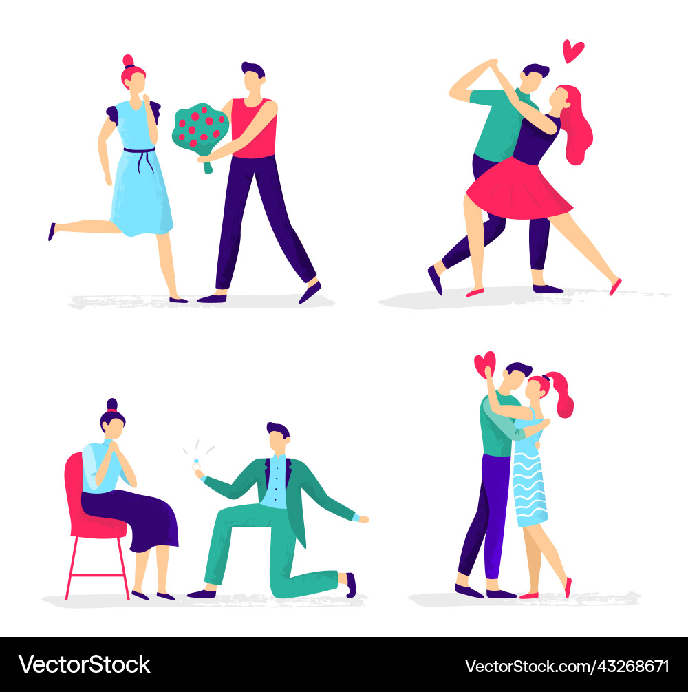 Cute couple in love people having romantic Vector Image
