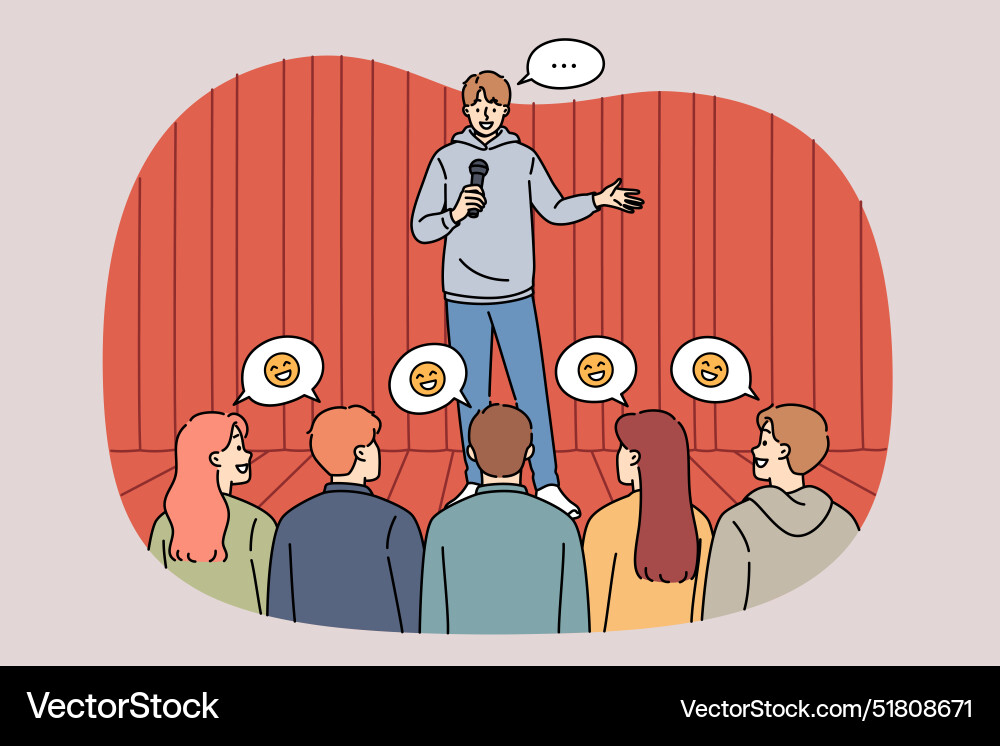 Man stand-up comedian performs in front audience Vector Image