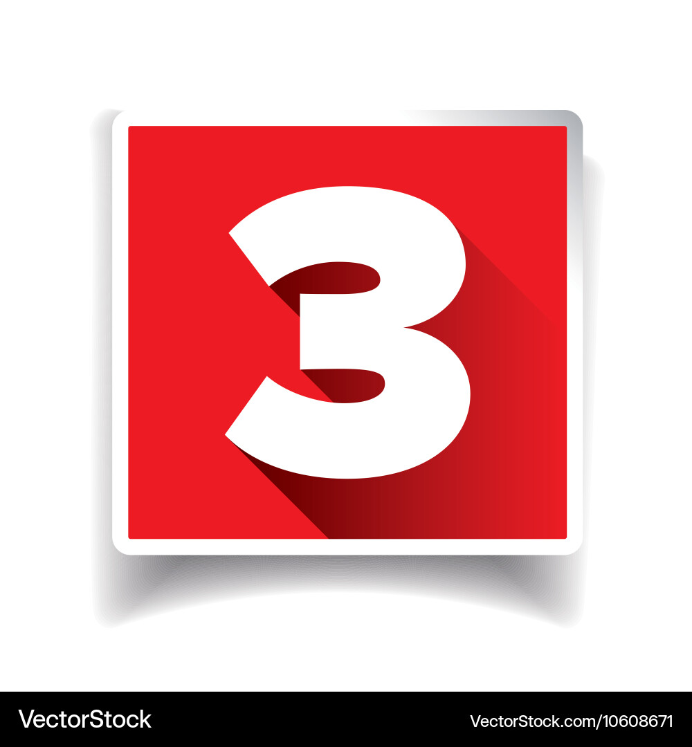 Number three label or icon Royalty Free Vector Image