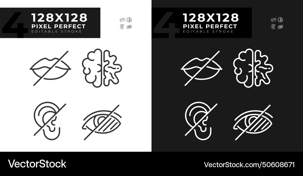 People with sensory impairment linear icons set Vector Image