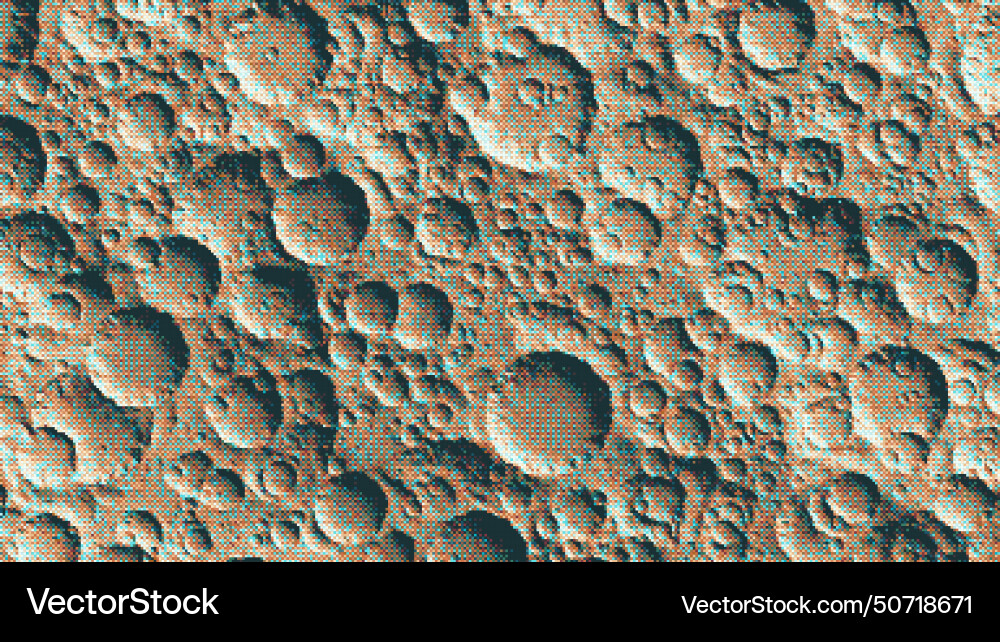 Pixelated moon surface with many meteorite craters