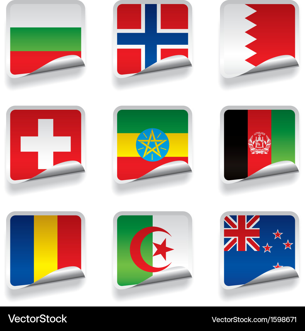 Sticker flags Royalty Free Vector Image - VectorStock