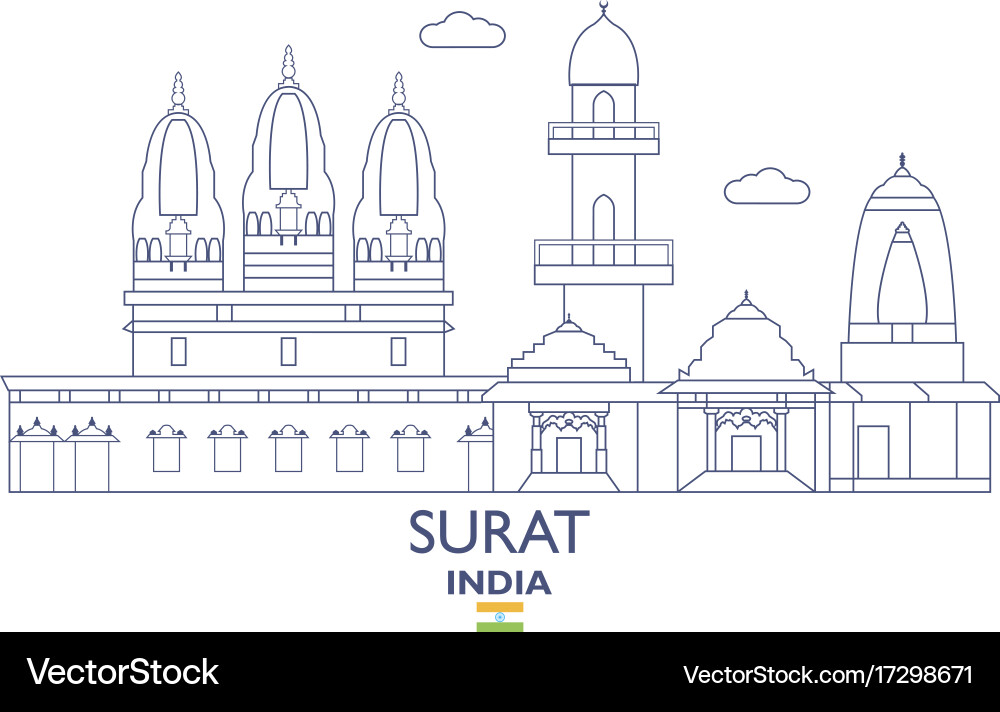Surat city skyline Royalty Free Vector Image - VectorStock