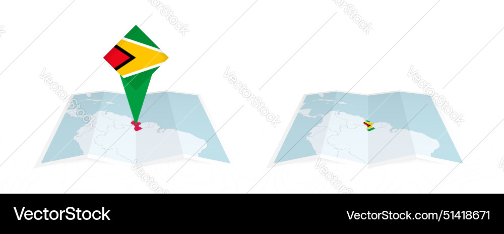 Two versions of an guyana folded map one Vector Image