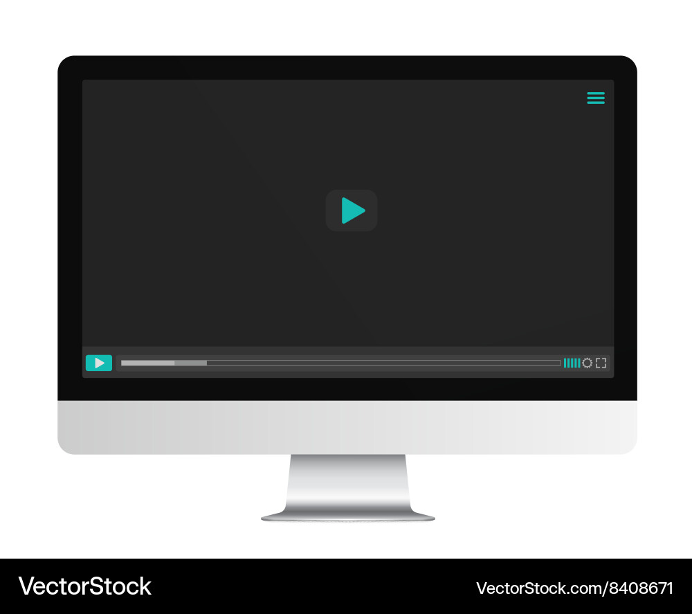 Video player on the display screen online Vector Image