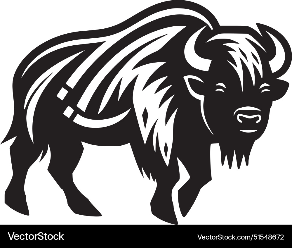 Bison - black and white Royalty Free Vector Image