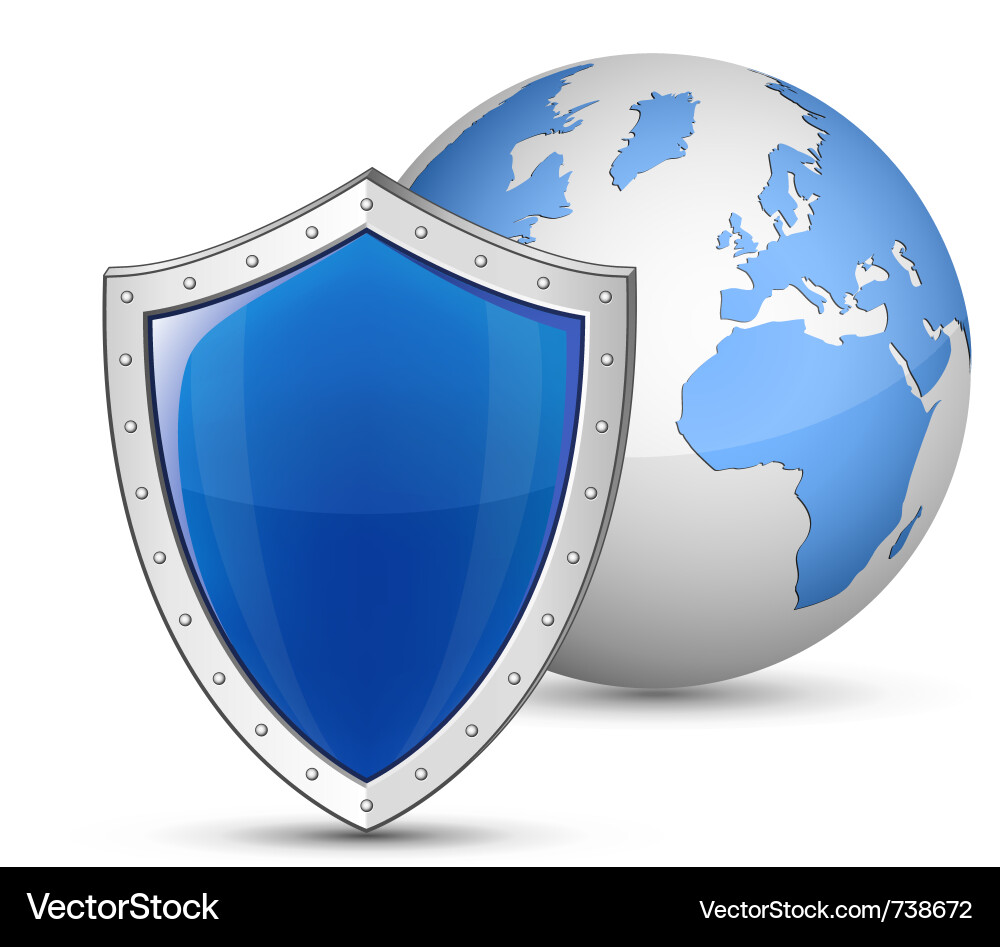 Globe and shield Royalty Free Vector Image - VectorStock