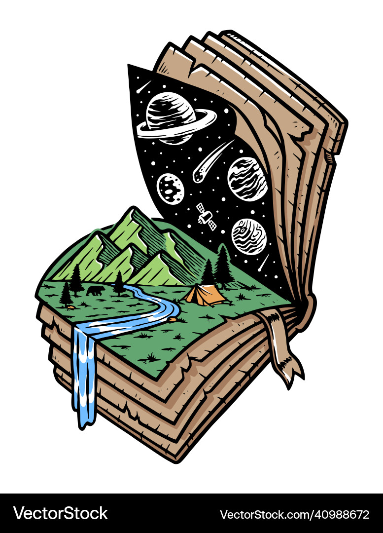 Old book about adventure Royalty Free Vector Image