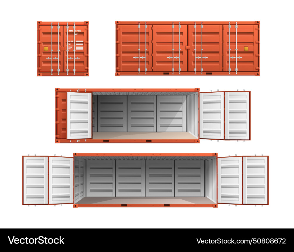 Realistic cargo container set Royalty Free Vector Image