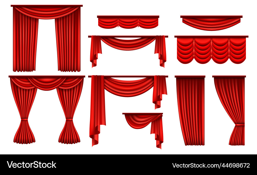 Red circus curtains stage drapes opening theater Vector Image