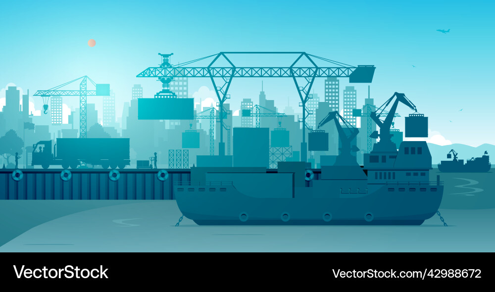 Shipping port Royalty Free Vector Image - VectorStock