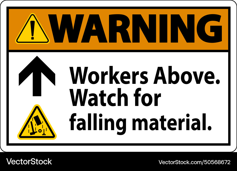 Warning sign workers above falling material Vector Image