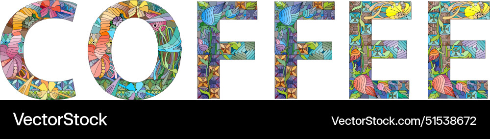 Word coffee decorative entangle object Royalty Free Vector