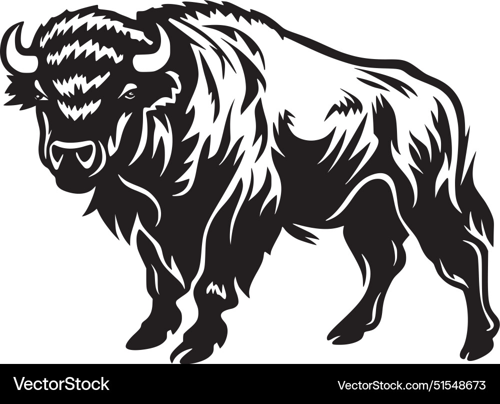 Bison - minimalist and flat logo Royalty Free Vector Image