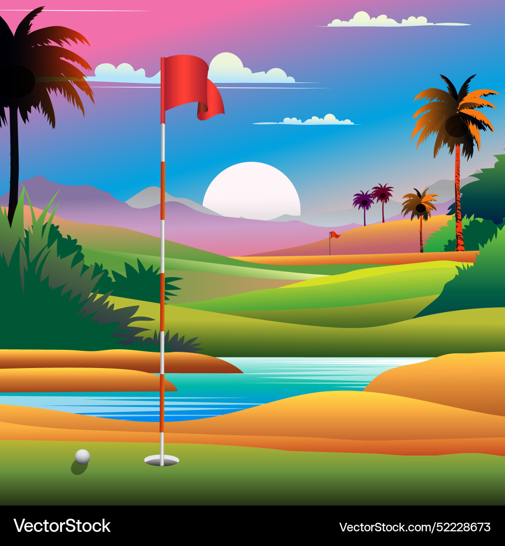 Fantasy golf course Royalty Free Vector Image - VectorStock