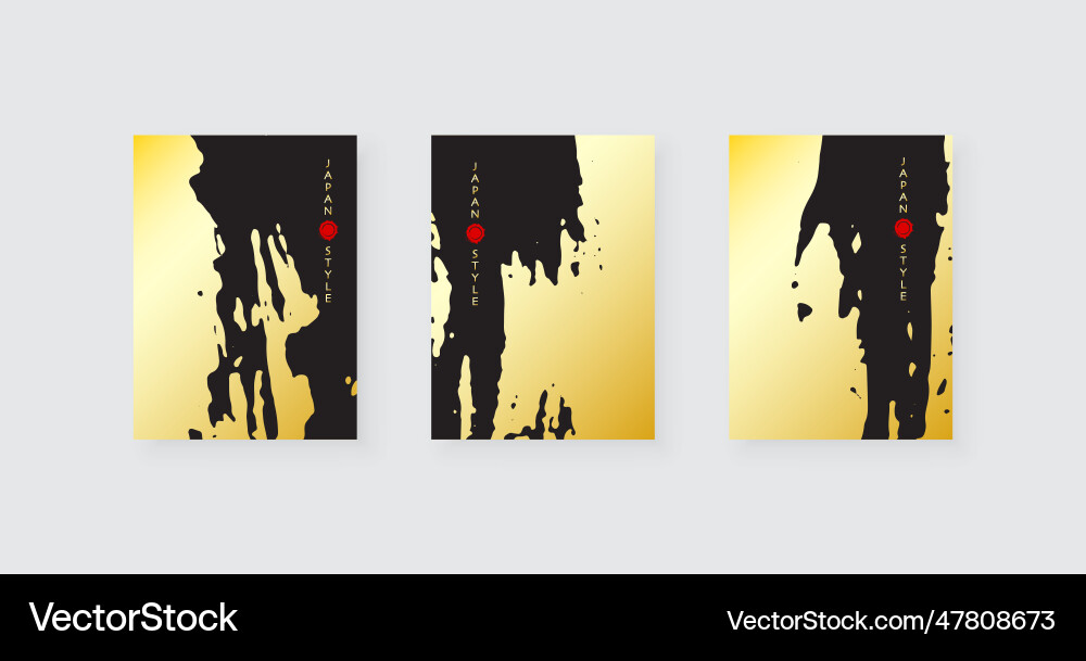 Golden ink brush stroke on black background Vector Image