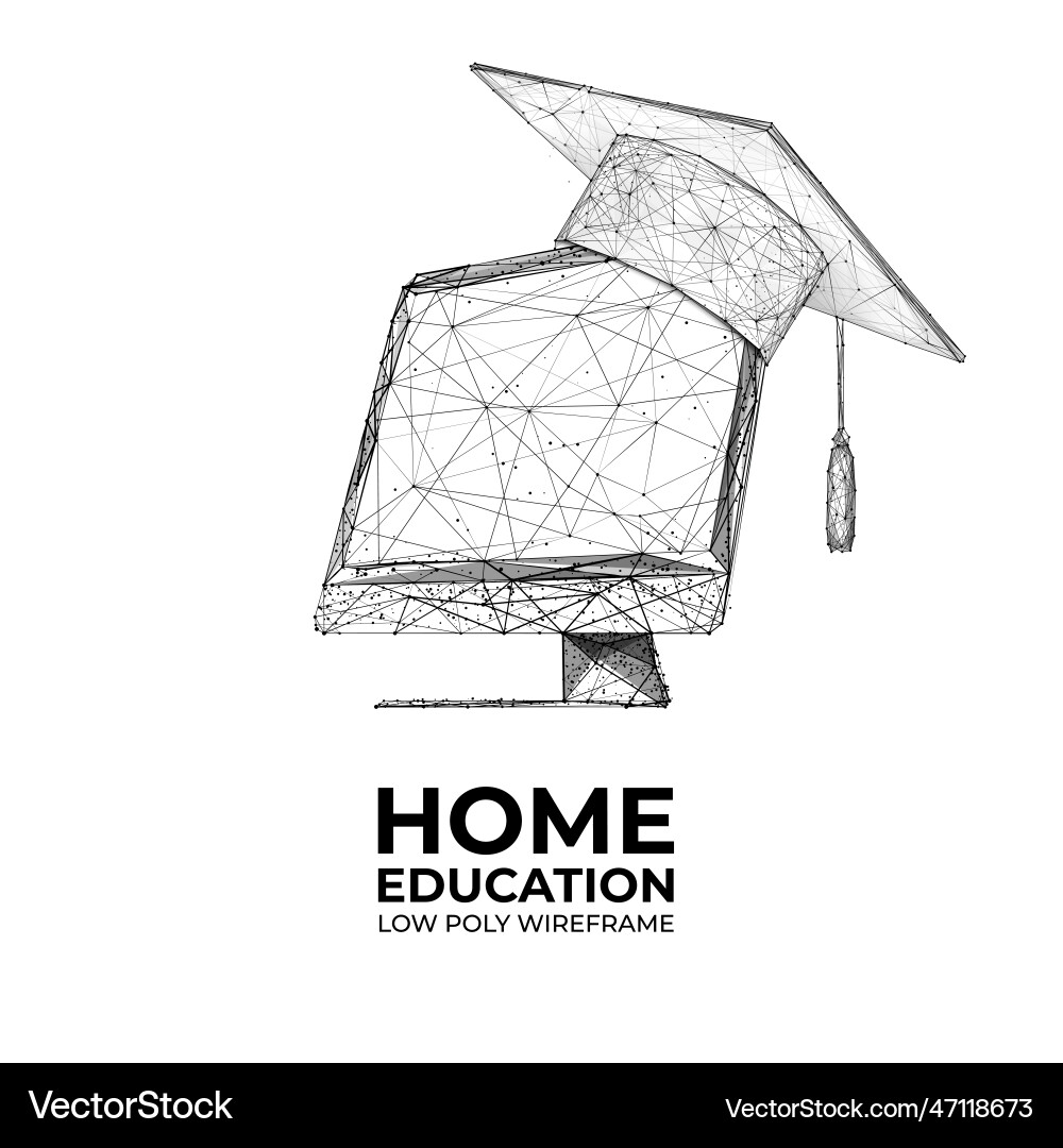 Graduation cup and computer isolated on white Vector Image