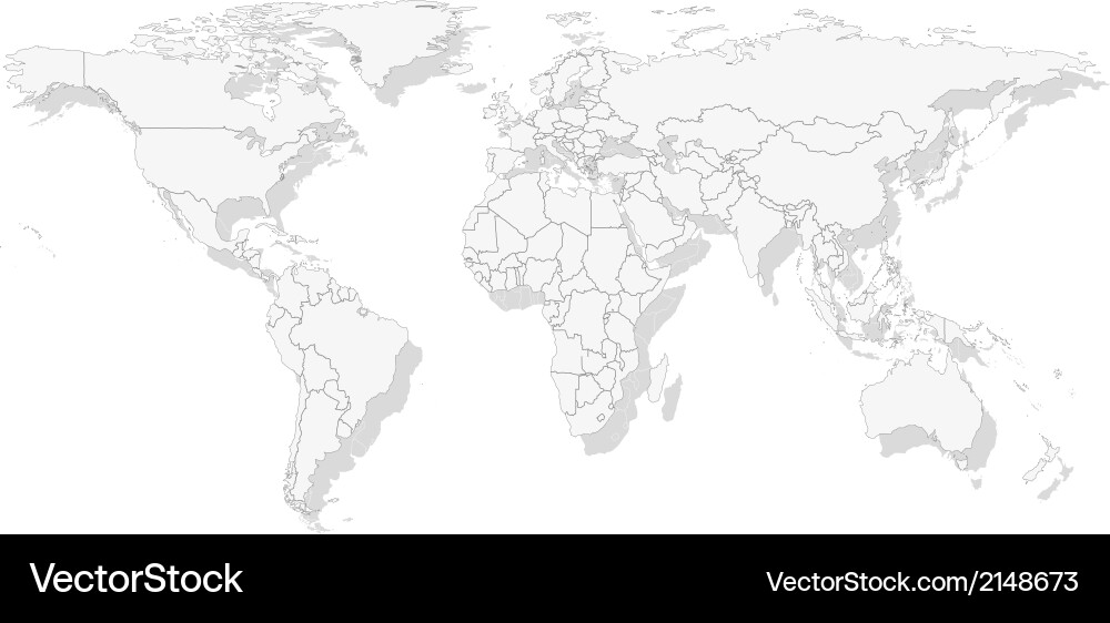 Gray political world map Royalty Free Vector Image