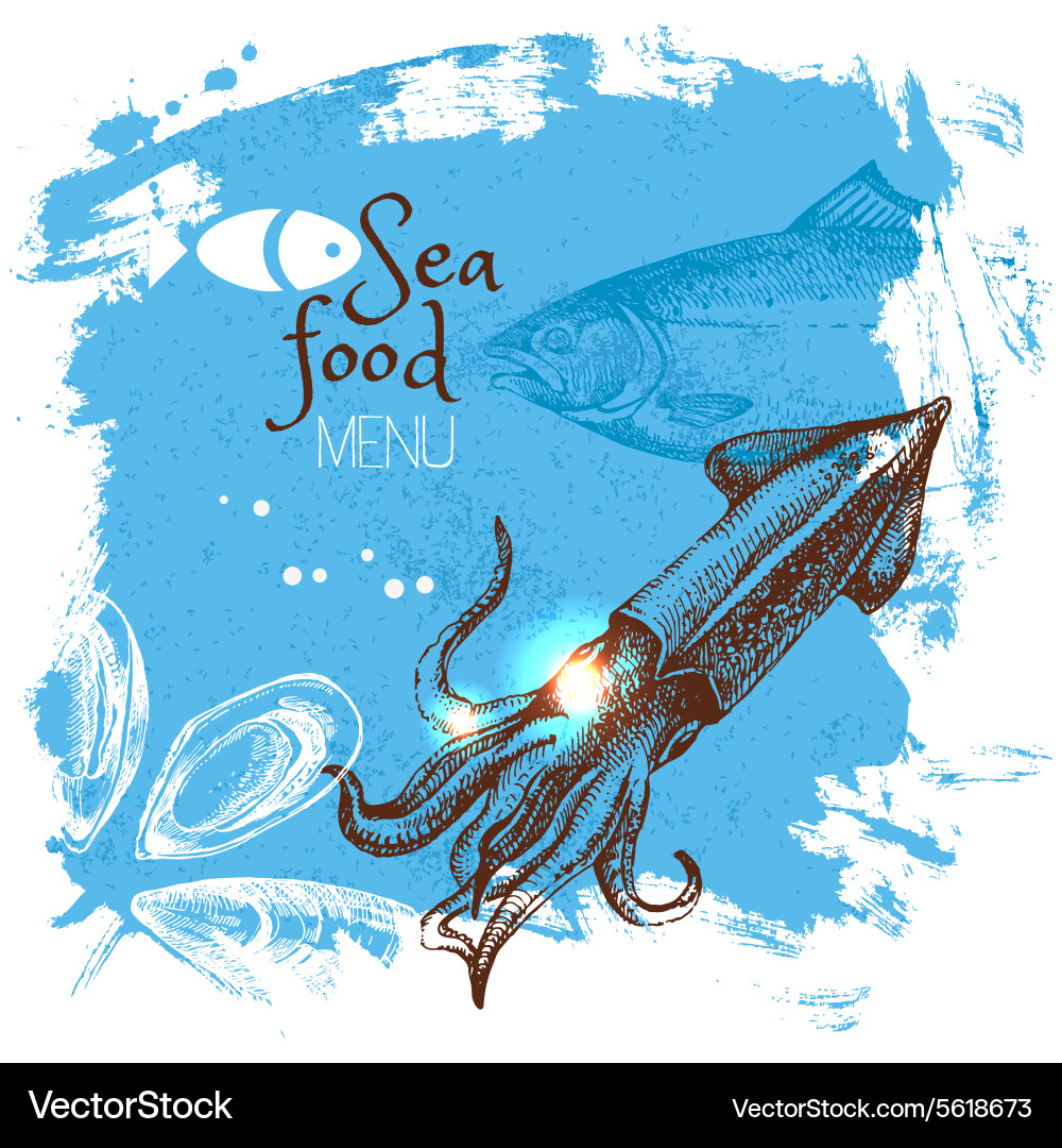 Hand drawn sketch seafood sea Royalty Free Vector Image