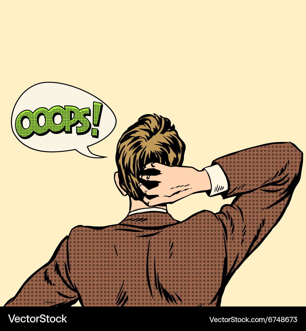 Oops surprised man back view Royalty Free Vector Image
