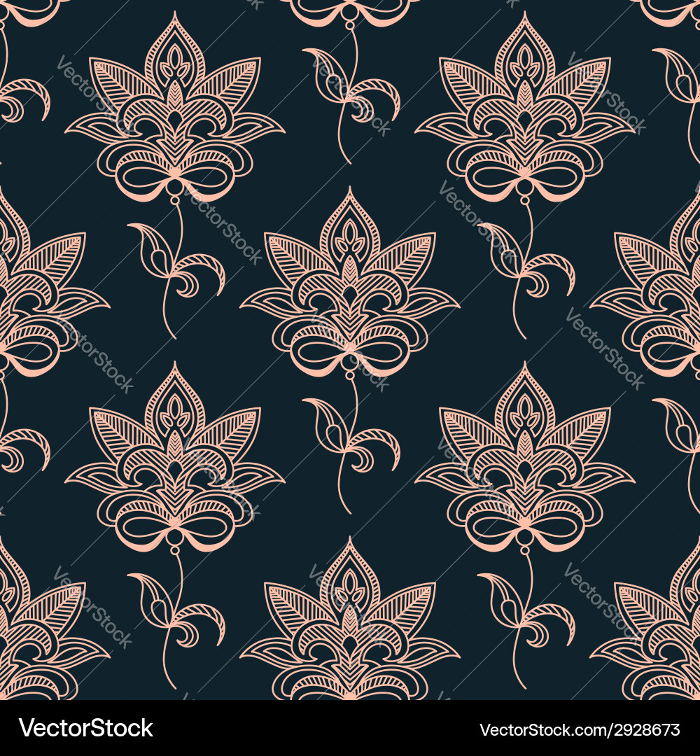 Pink Paisley Floral Wallpaper Royalty Free Vector Image