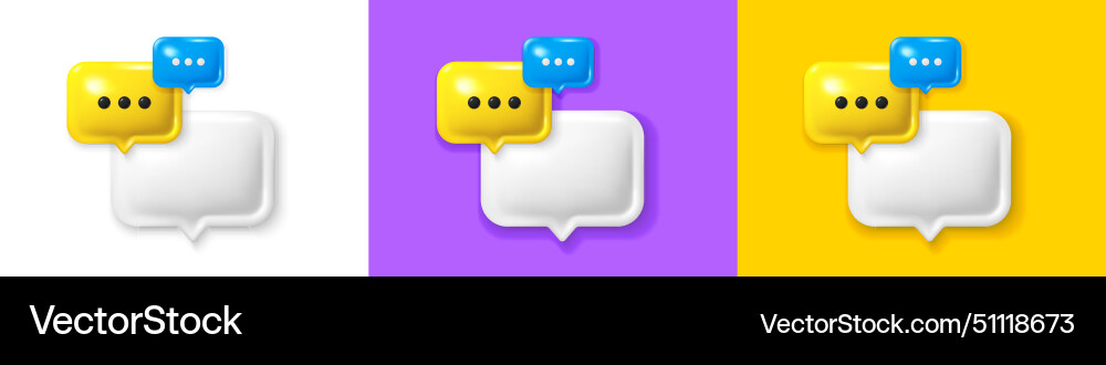 Set of 3d chat speech bubble icons speak Vector Image