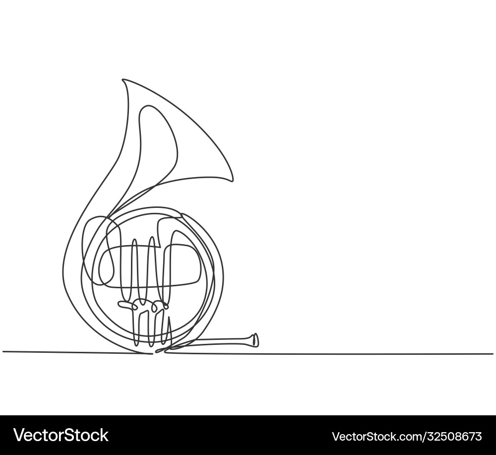 Single continuous line drawing pocket trumpet Vector Image