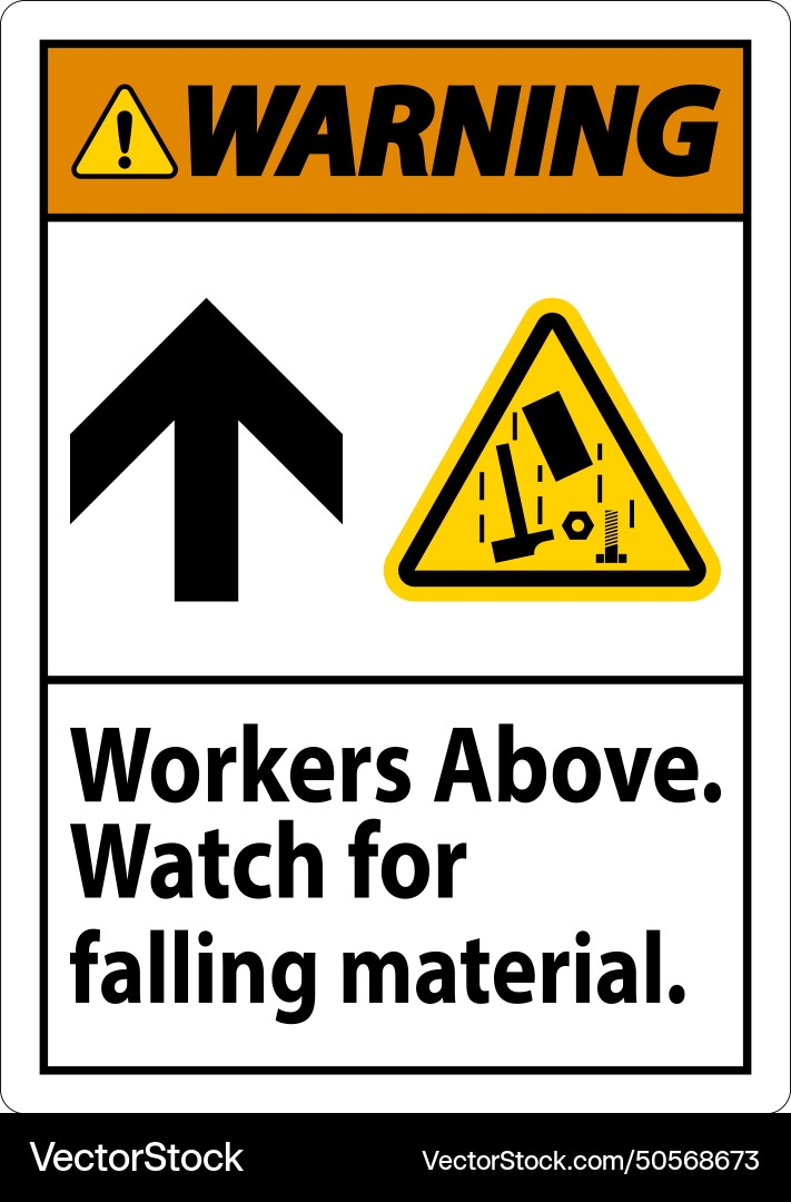 Warning sign workers above falling material Vector Image