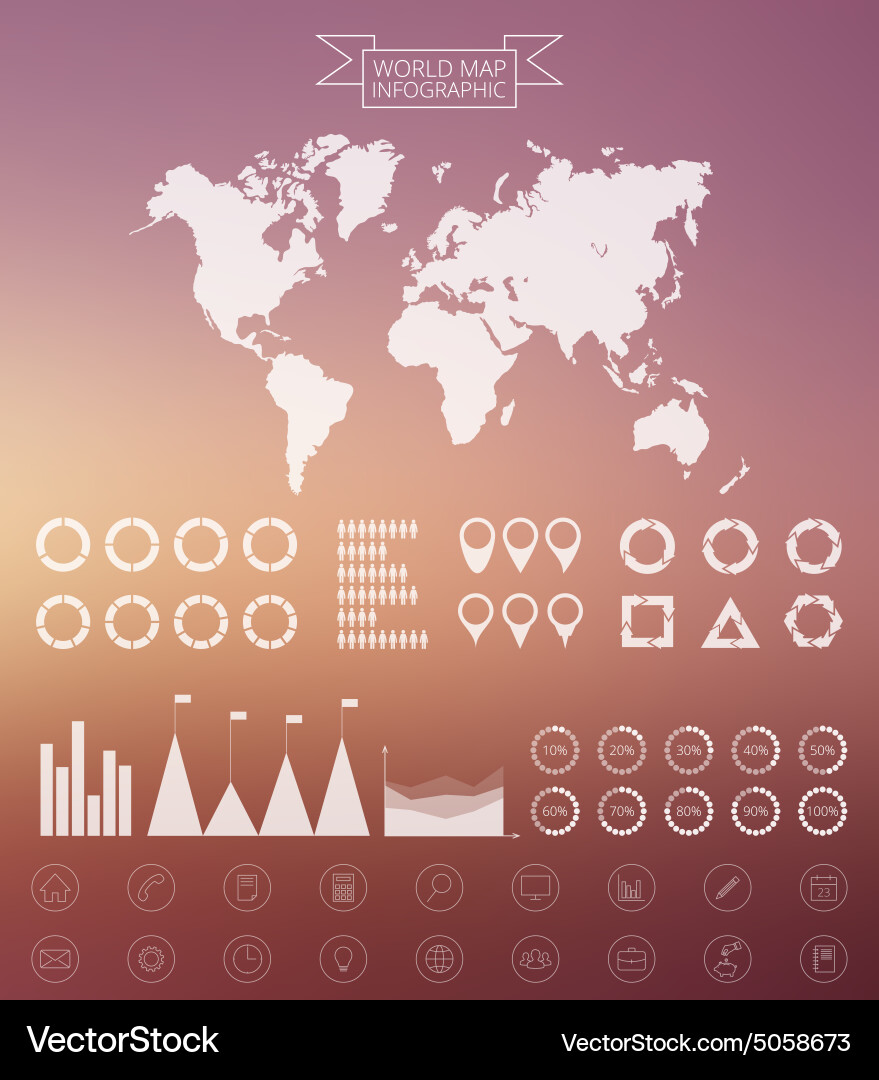 World map infographics design template Royalty Free Vector