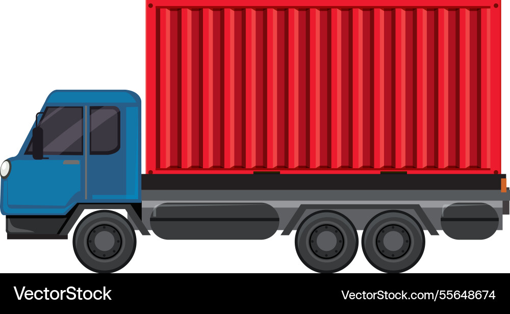 A truck carrying red container Royalty Free Vector Image