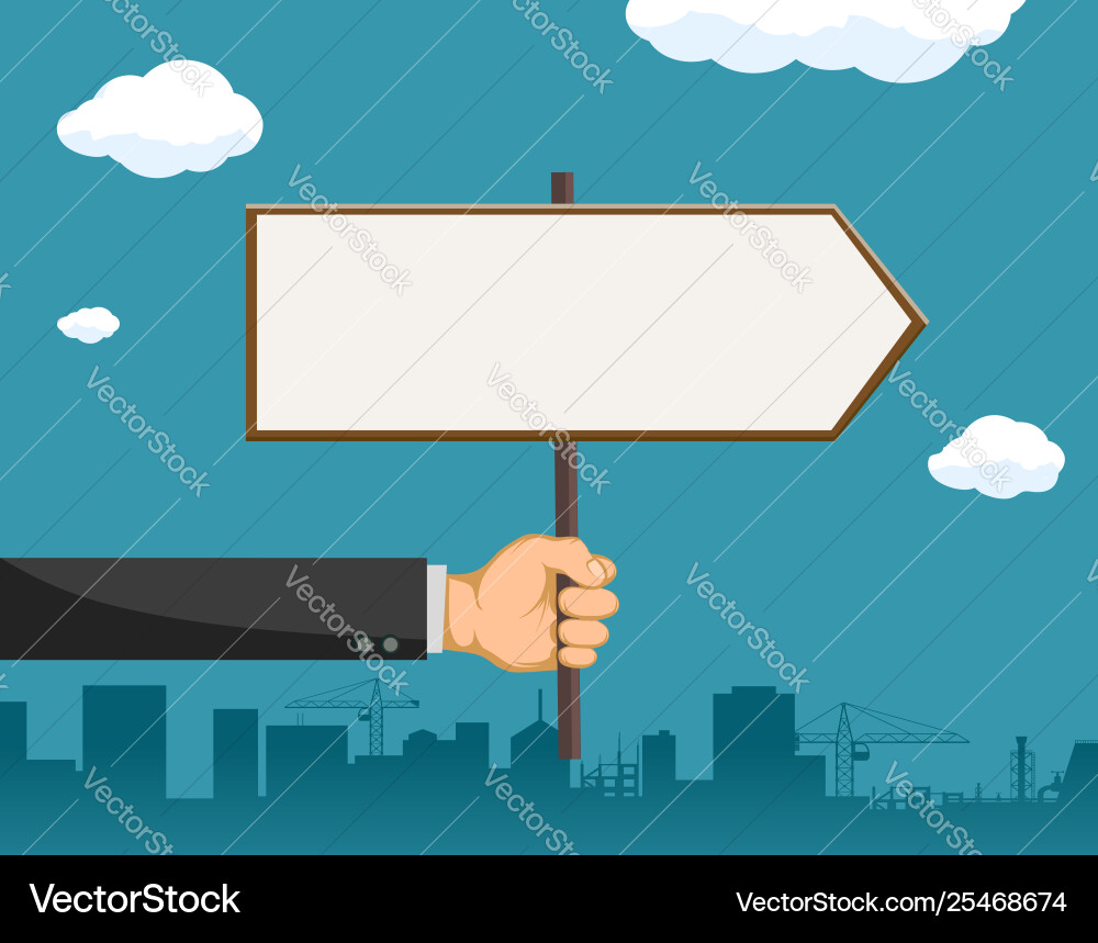Arrow sign in human hand Royalty Free Vector Image