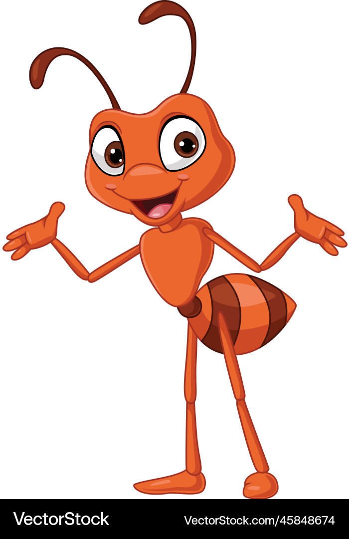 Cartoon cute ant on white background Royalty Free Vector